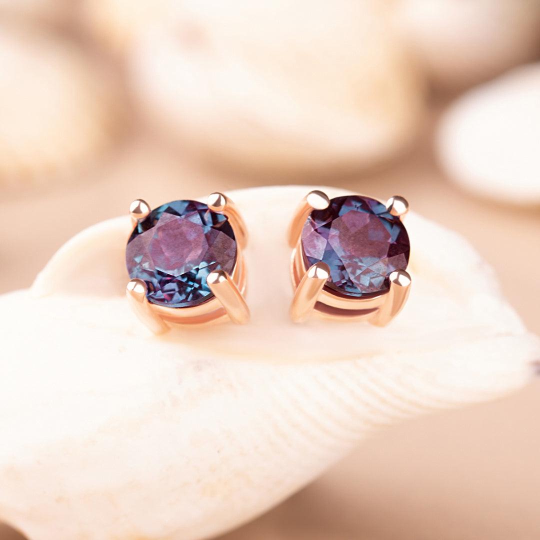 Lynx Alexandrite Stud Earrings - Opulentsy