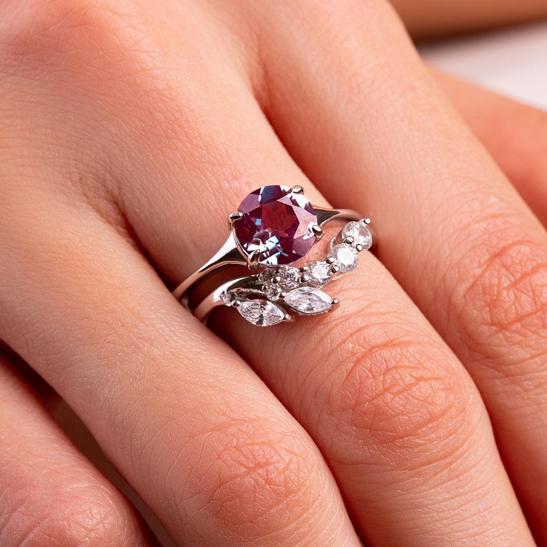 Bella' White Gold Alexandrite Engagement Ring – Opulentsy